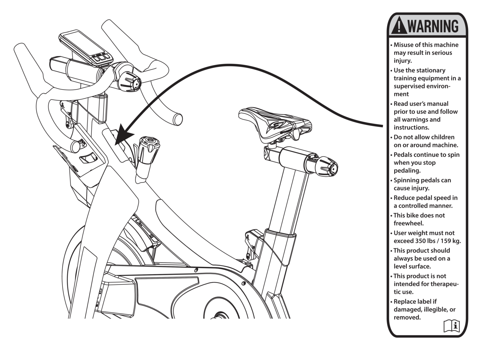 Warning decal placement - Stages Indoor Cycling Manuals